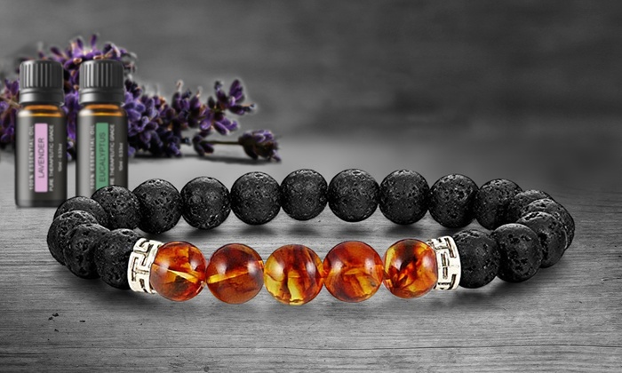 Lava Stone Chakra Diffuser Bracelet with Optional Essential Oils | Groupon
