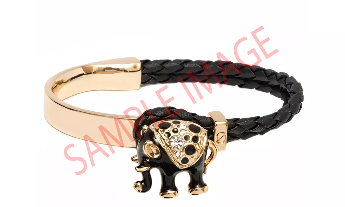Black Elephant Braided Bangle | Groupon Goods