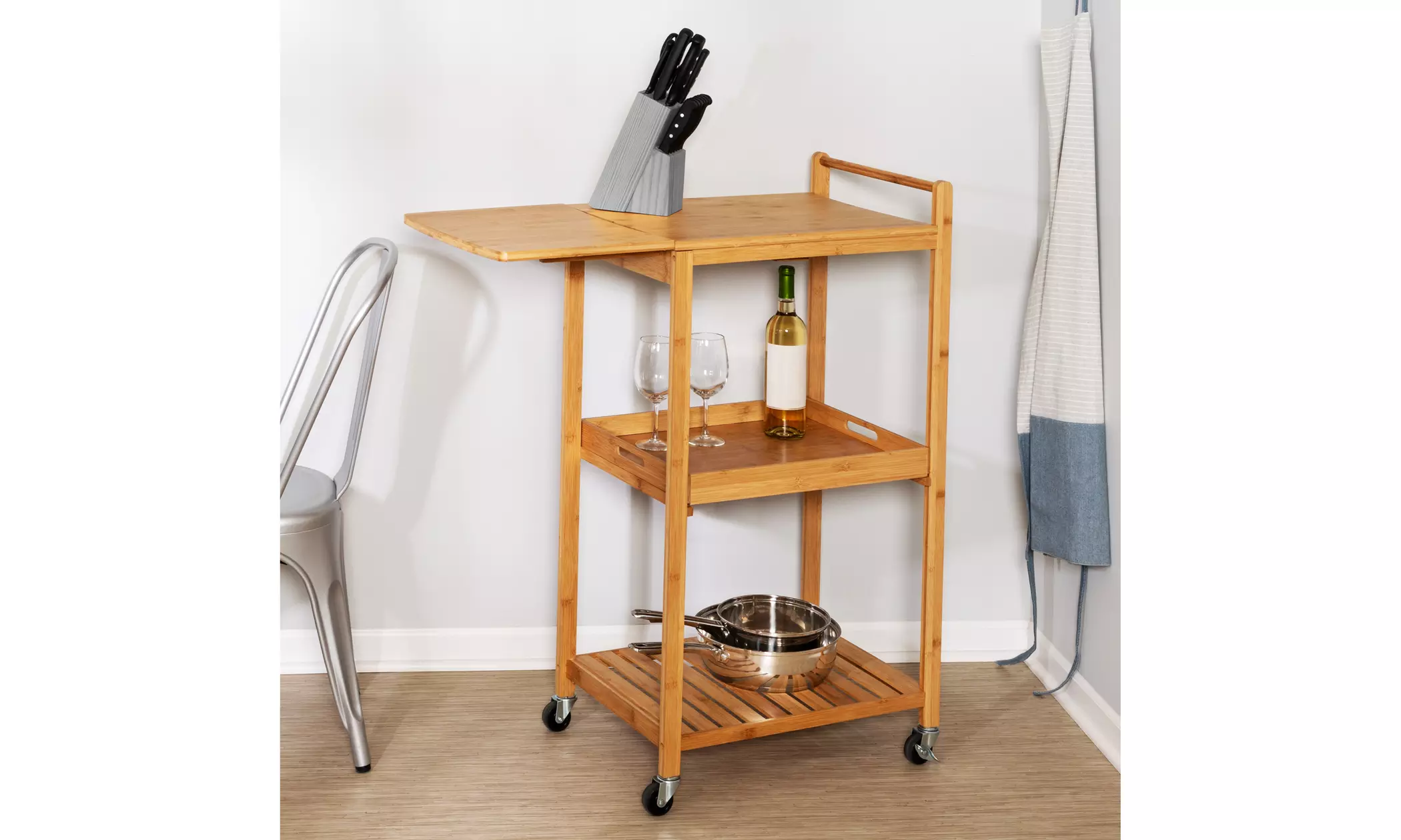 Bamboo Drop-Leaf Kitchen Cart | Groupon Goods