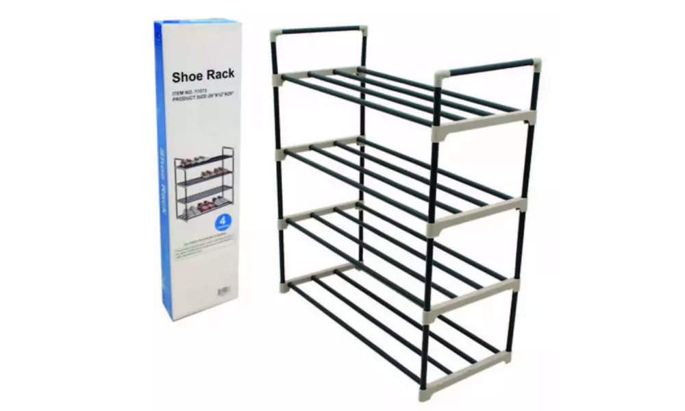 4 Tier Grey Steel Shoe Rack | Groupon Goods
