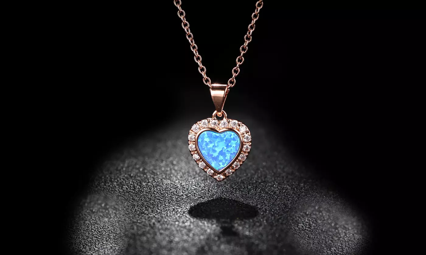Genuine Ocean Blue Opal Heart... | Groupon Goods