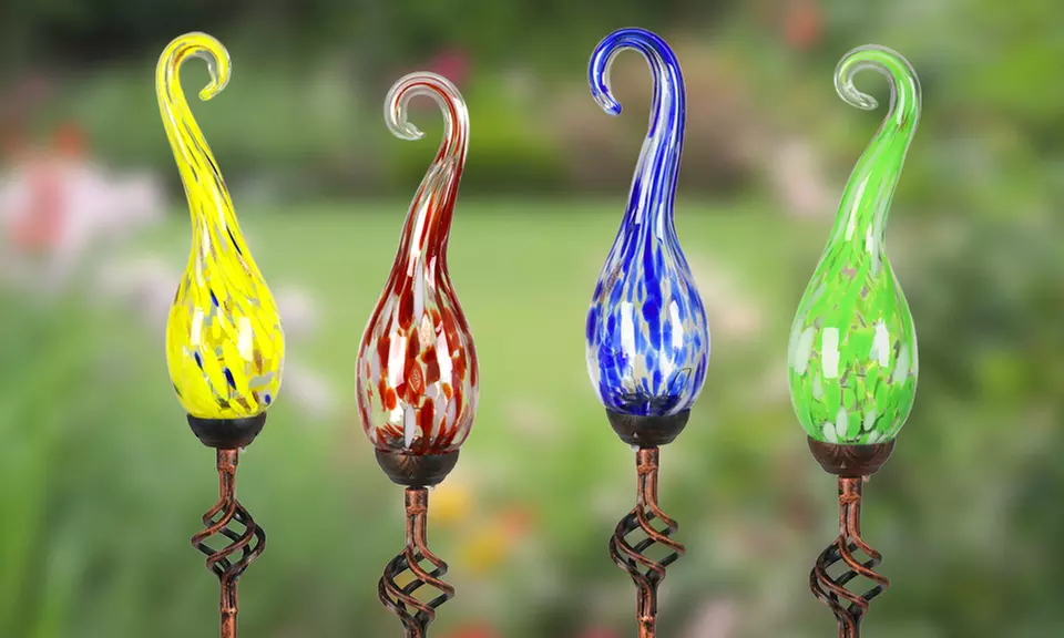 Solar Glass Finial Garden Stakes | Groupon Goods