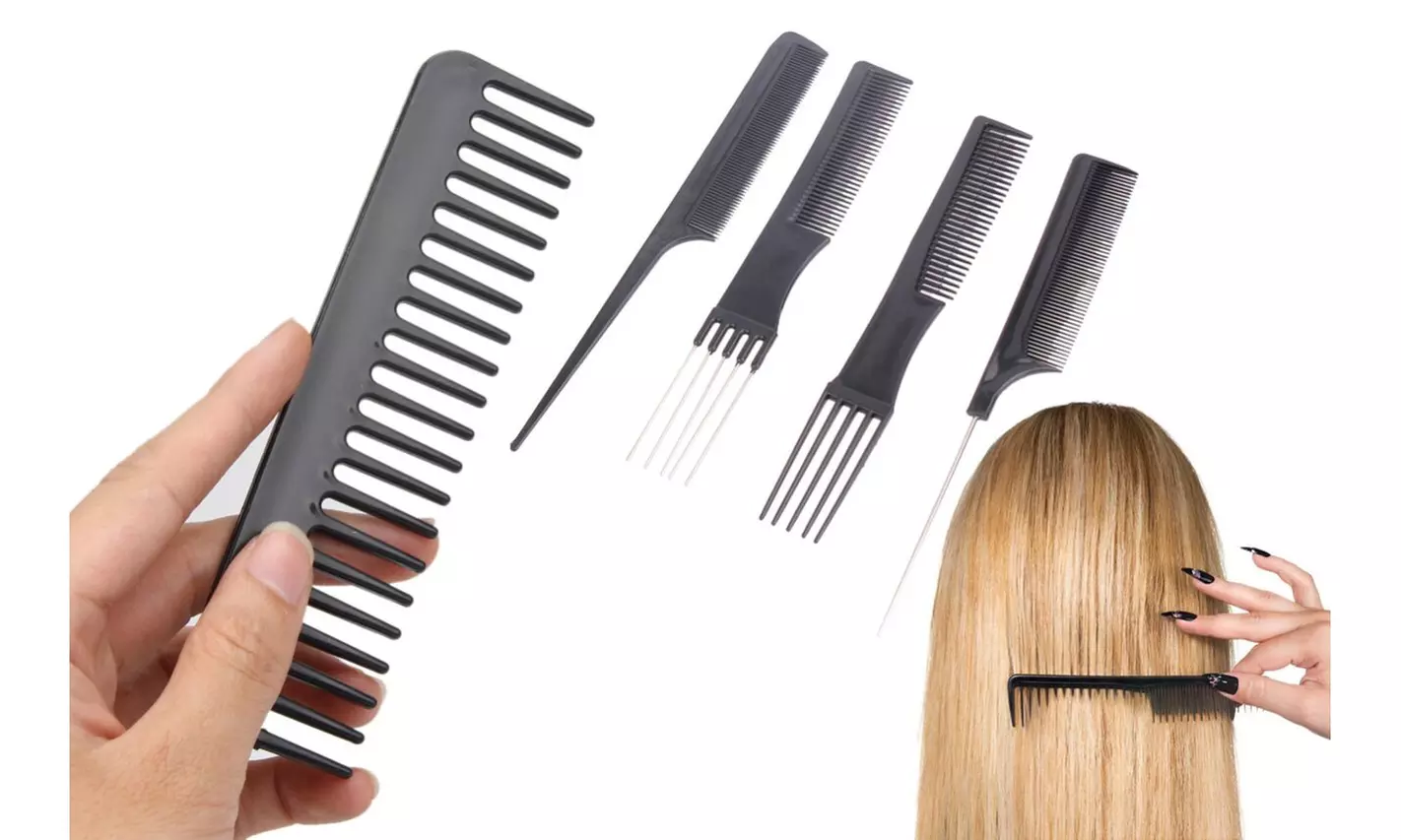 Professional Comb Set 8Ct Bla... | Groupon Goods