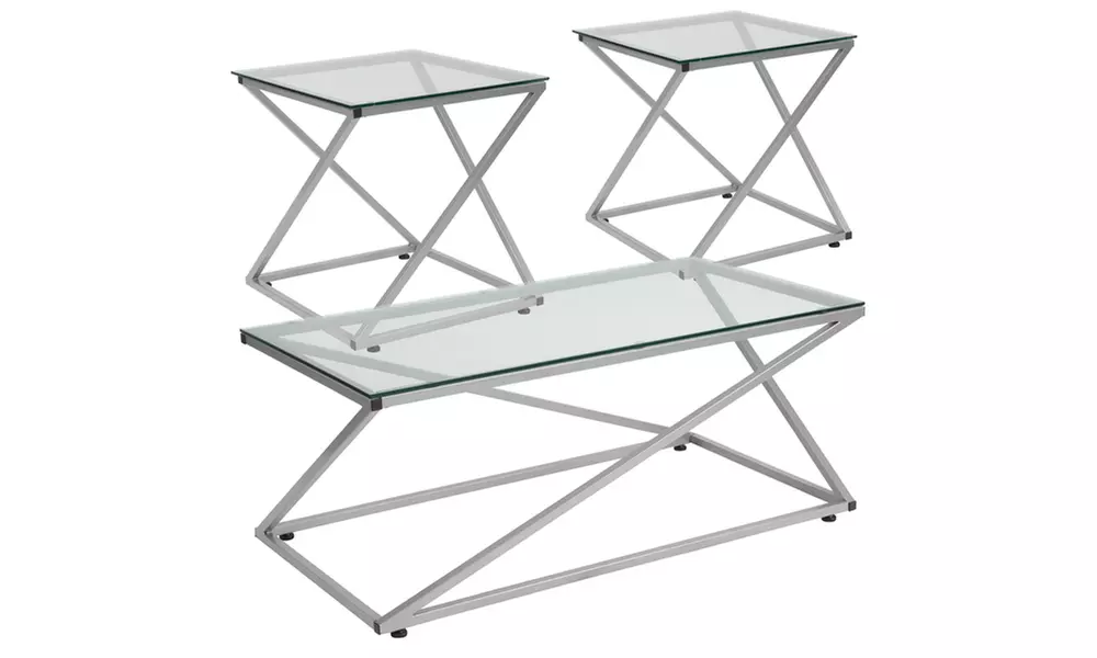 on 3 Piece Glass Table Set | Groupon Goods