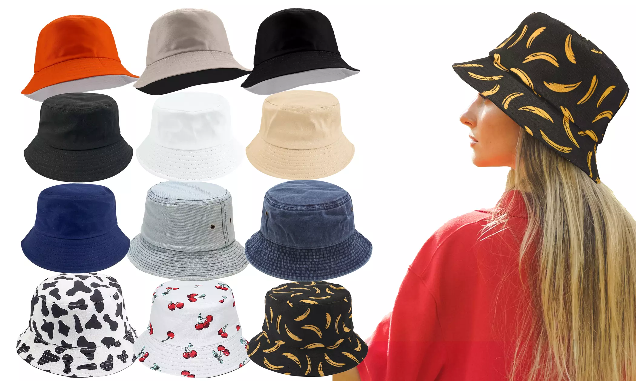 Bucket Hat 100% Cotton Sun Ha... | Groupon Goods