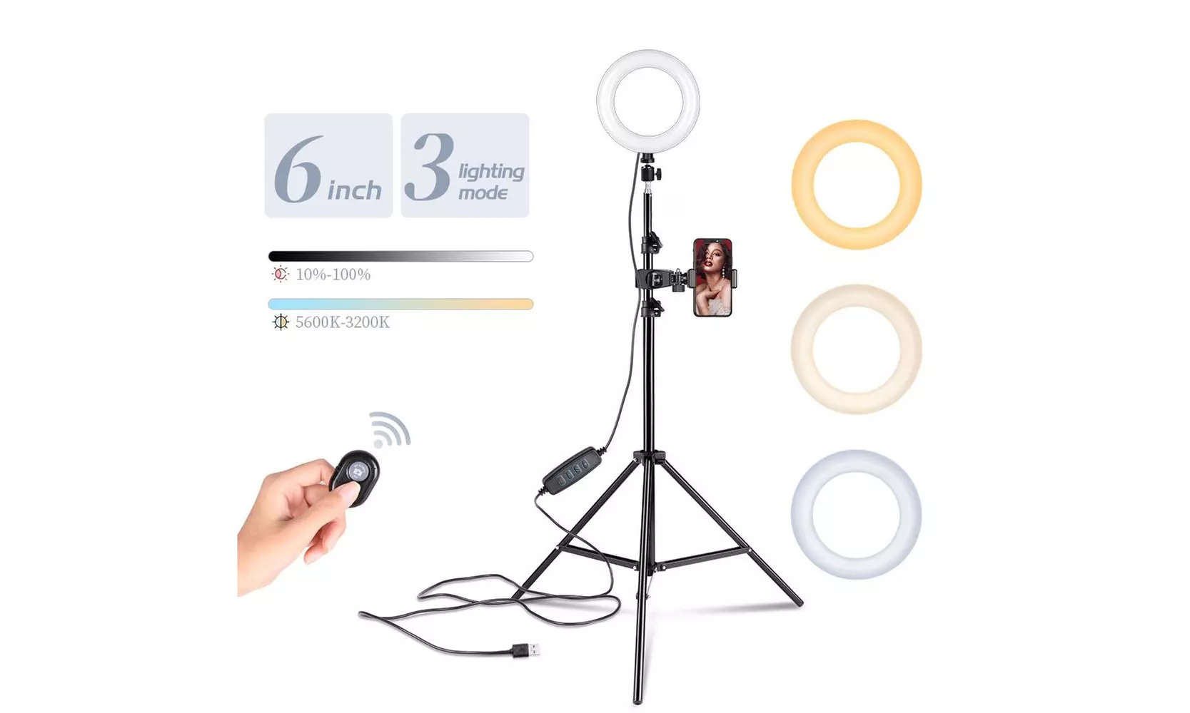6" Bluetooth Ring Light Set w... | Groupon Goods