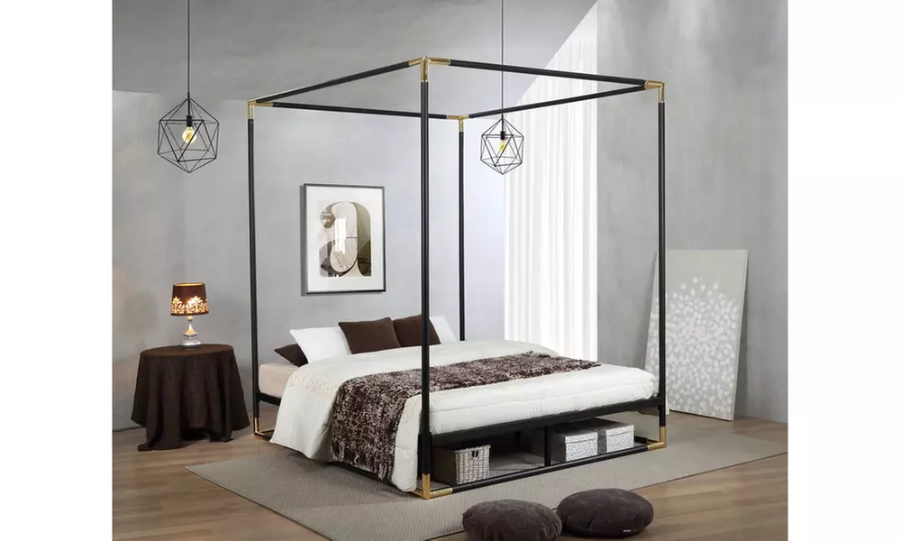 Eva Metal Canopy Queen Bed | Groupon Goods