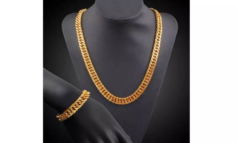 Mens Jewelry Set 18k Yellow G... | Groupon Goods