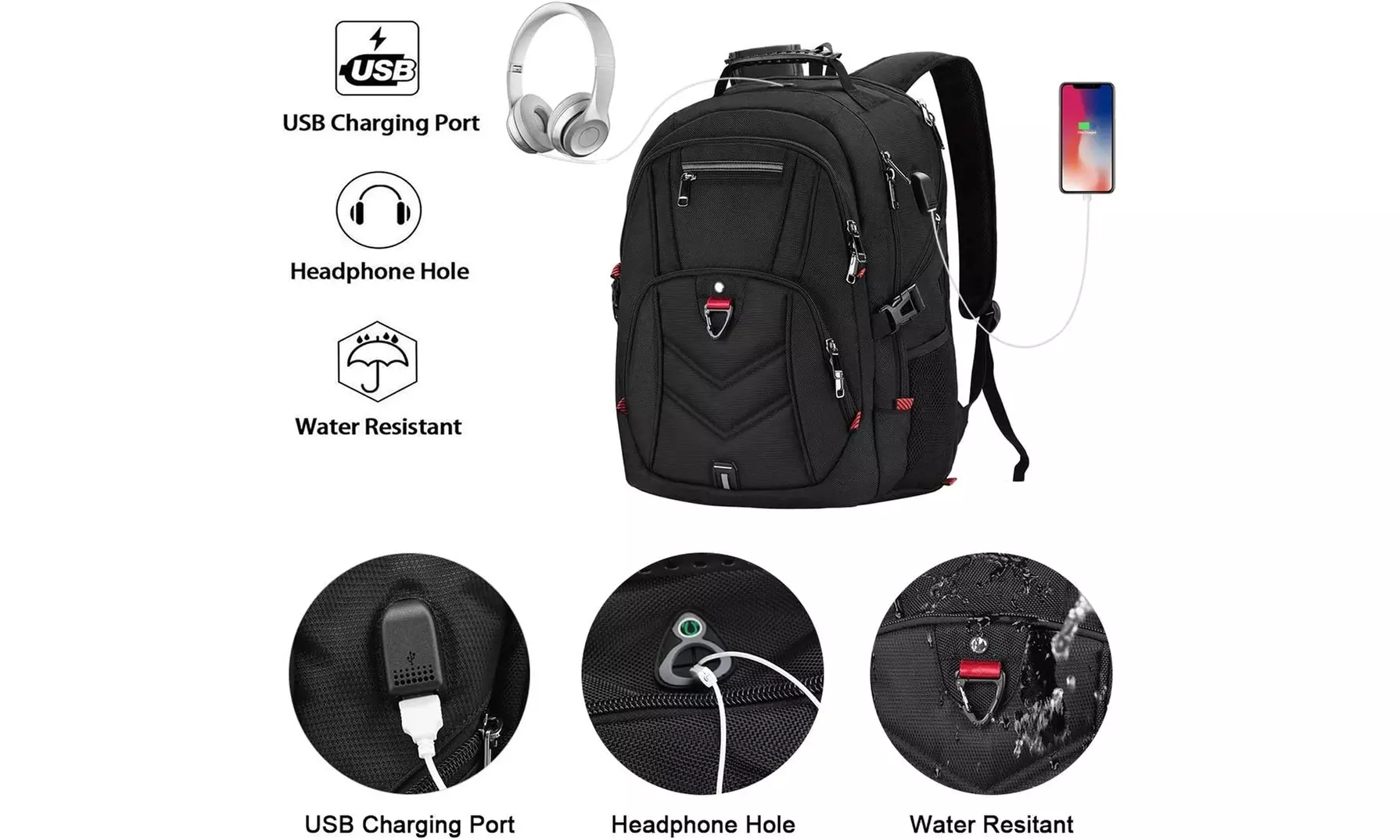 Laptop Backpack with Cable Or... | Groupon Goods