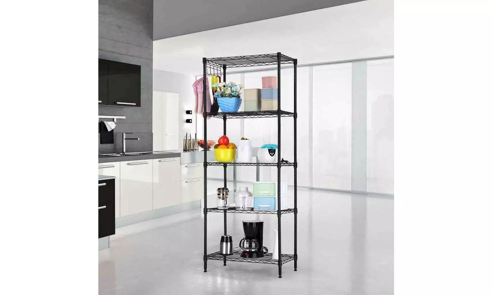 Black 5-Tier Layer Shelf Adju... | Groupon Goods