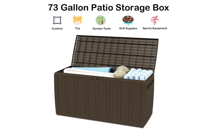 80 Gallon Deck Storage Tool Box Patio Storage Container Plastic Garden ...