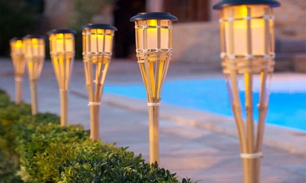(x6) Solar Bamboo Tiki Torch ... | Groupon Goods