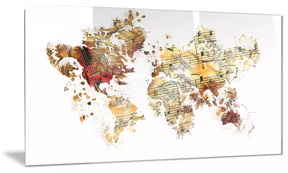 Brown and Beige Map Metal Wal... | Groupon Goods