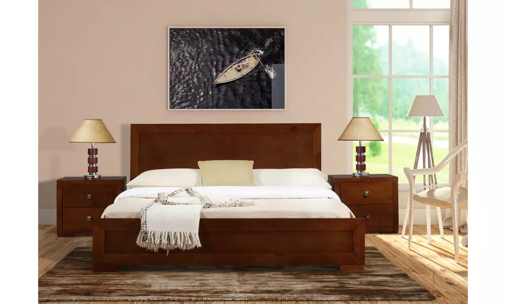 Oxford Walnut Finish Wood Bed | Groupon Goods
