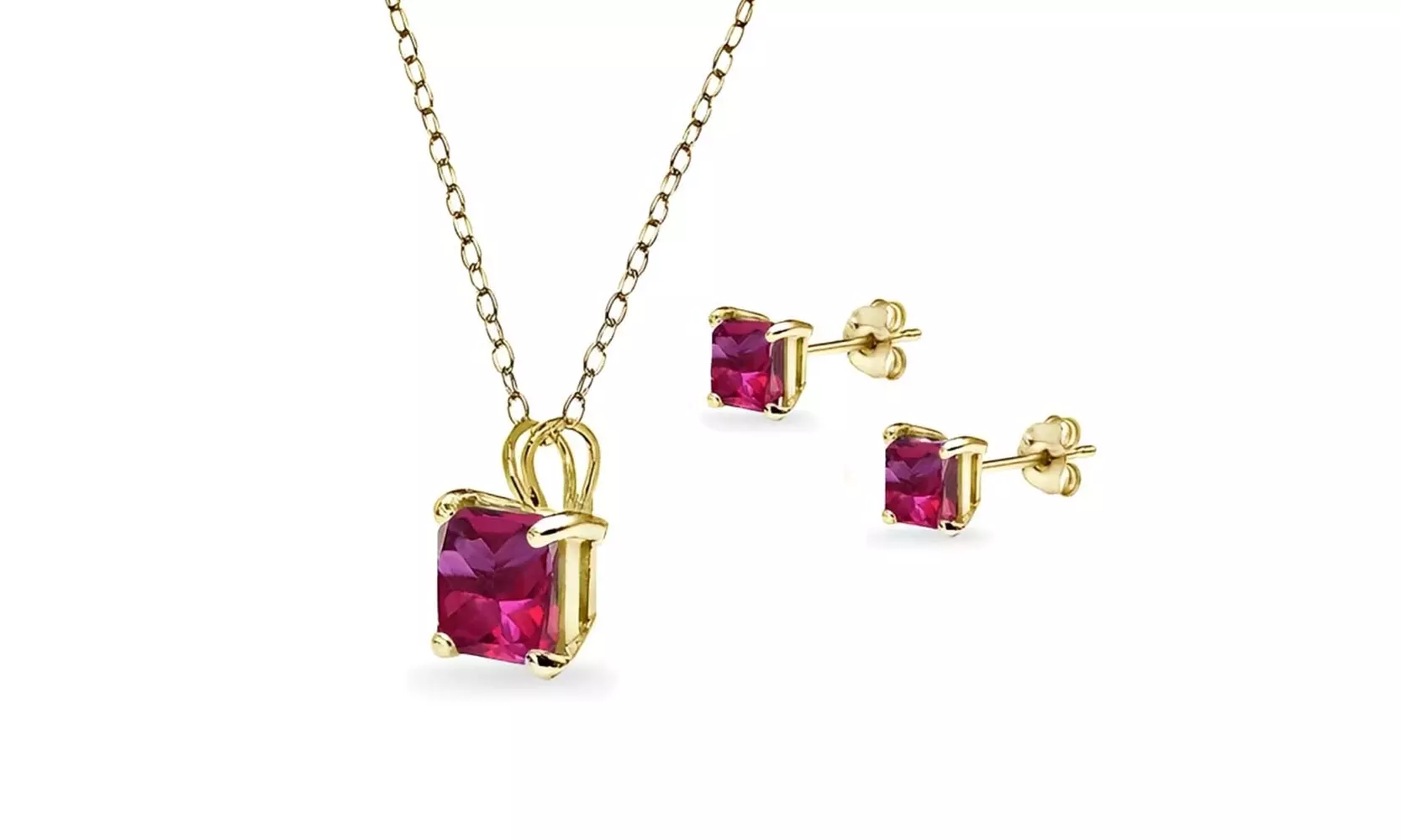 18K Yellow Gold Ruby Square N... | Groupon Goods