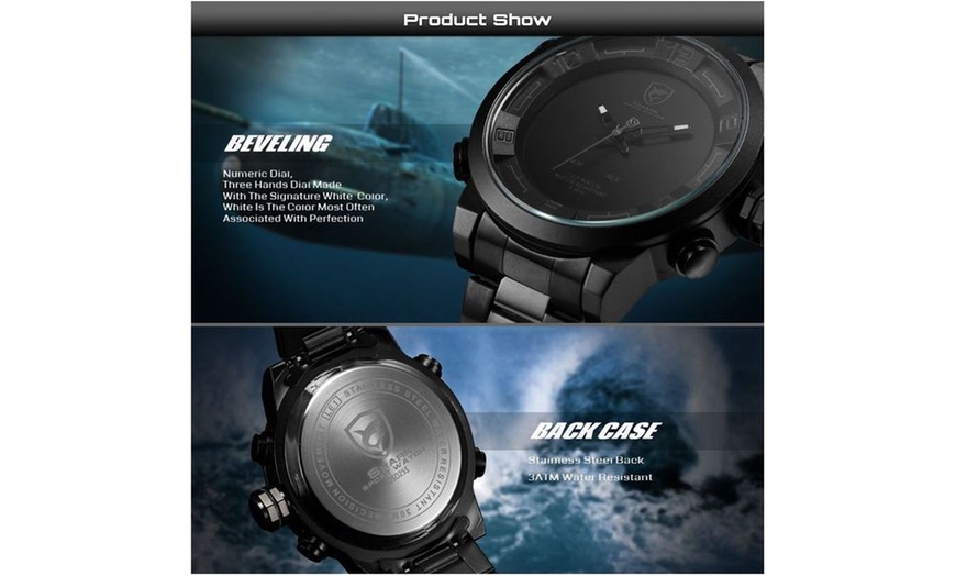 Shark Sport Watch Sh364 Army Mens Led 50mm Stainless Steel Military ...