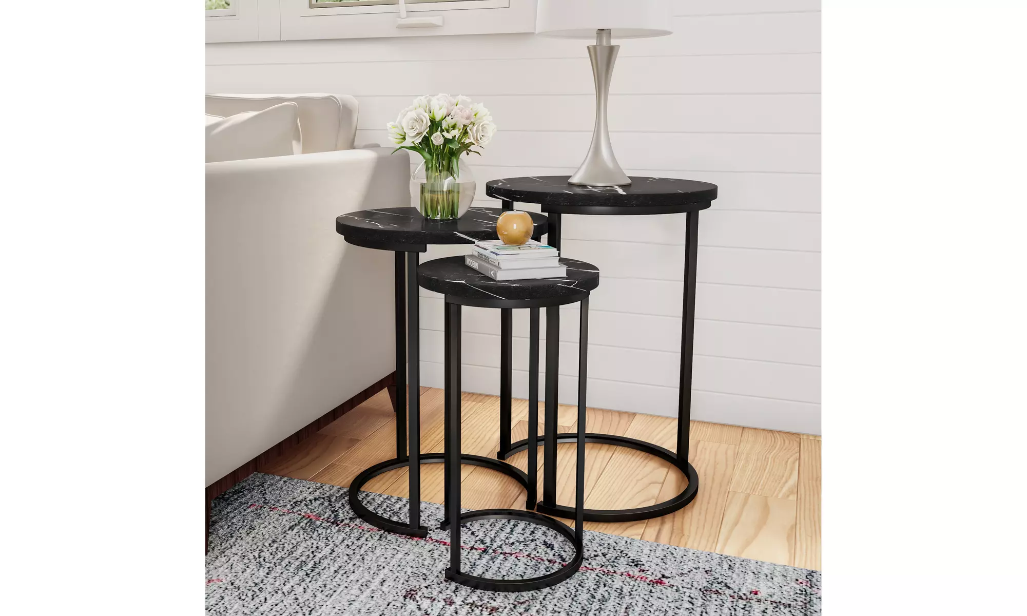 Set of 3 Tables Metal Legs Fa... | Groupon Goods