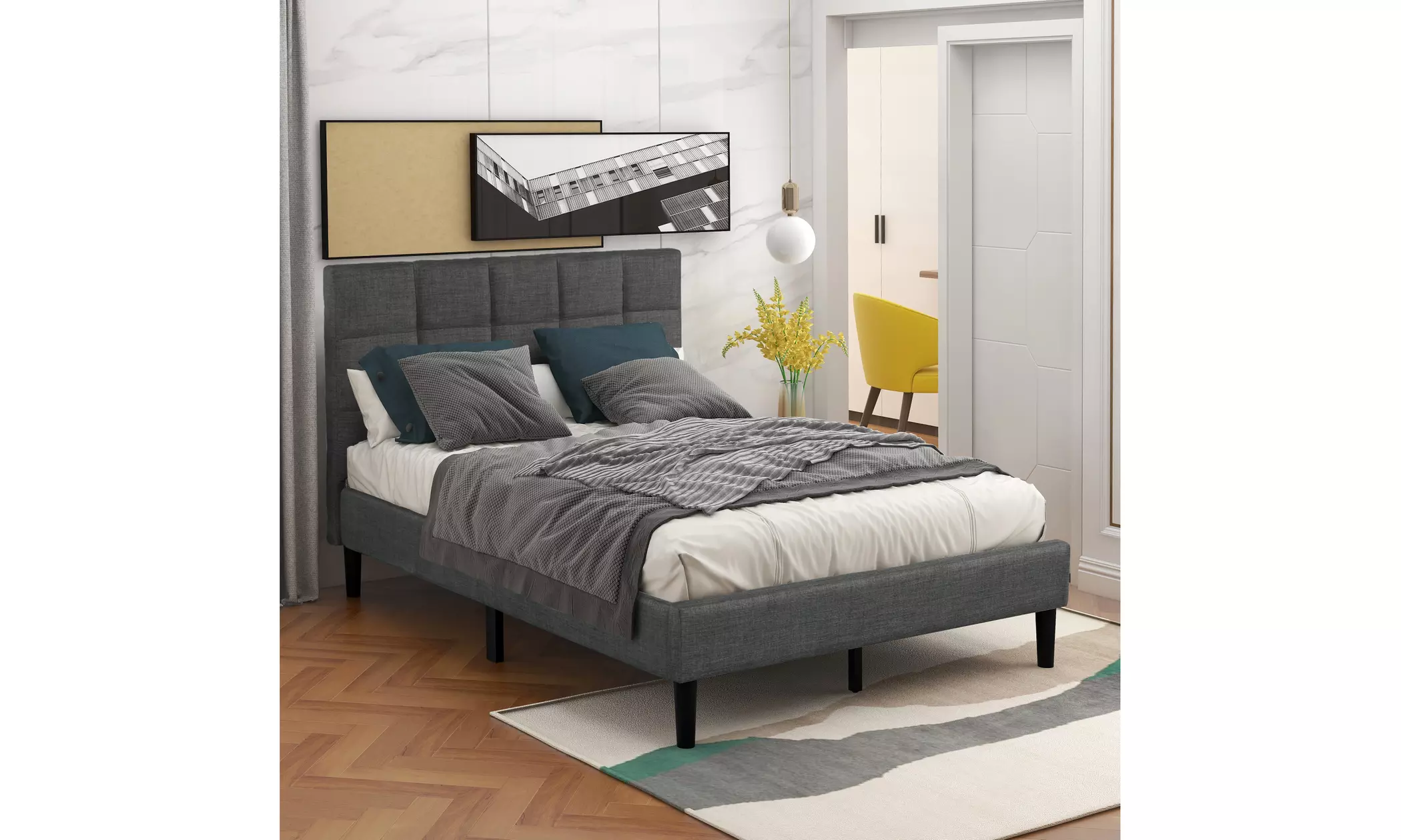 Upholstered Diamond Stitched ... | Groupon Goods