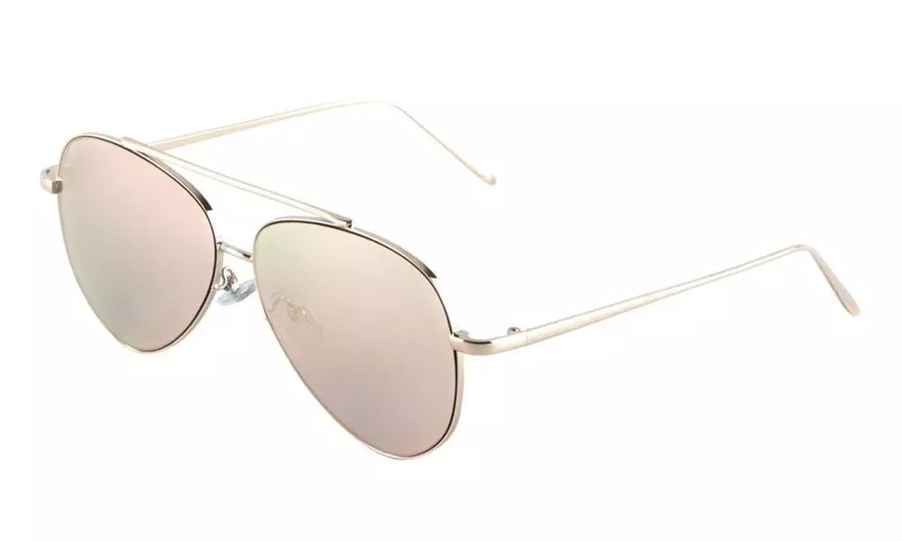 Luxe Rose Gold Aviators Sungl... | Groupon Goods