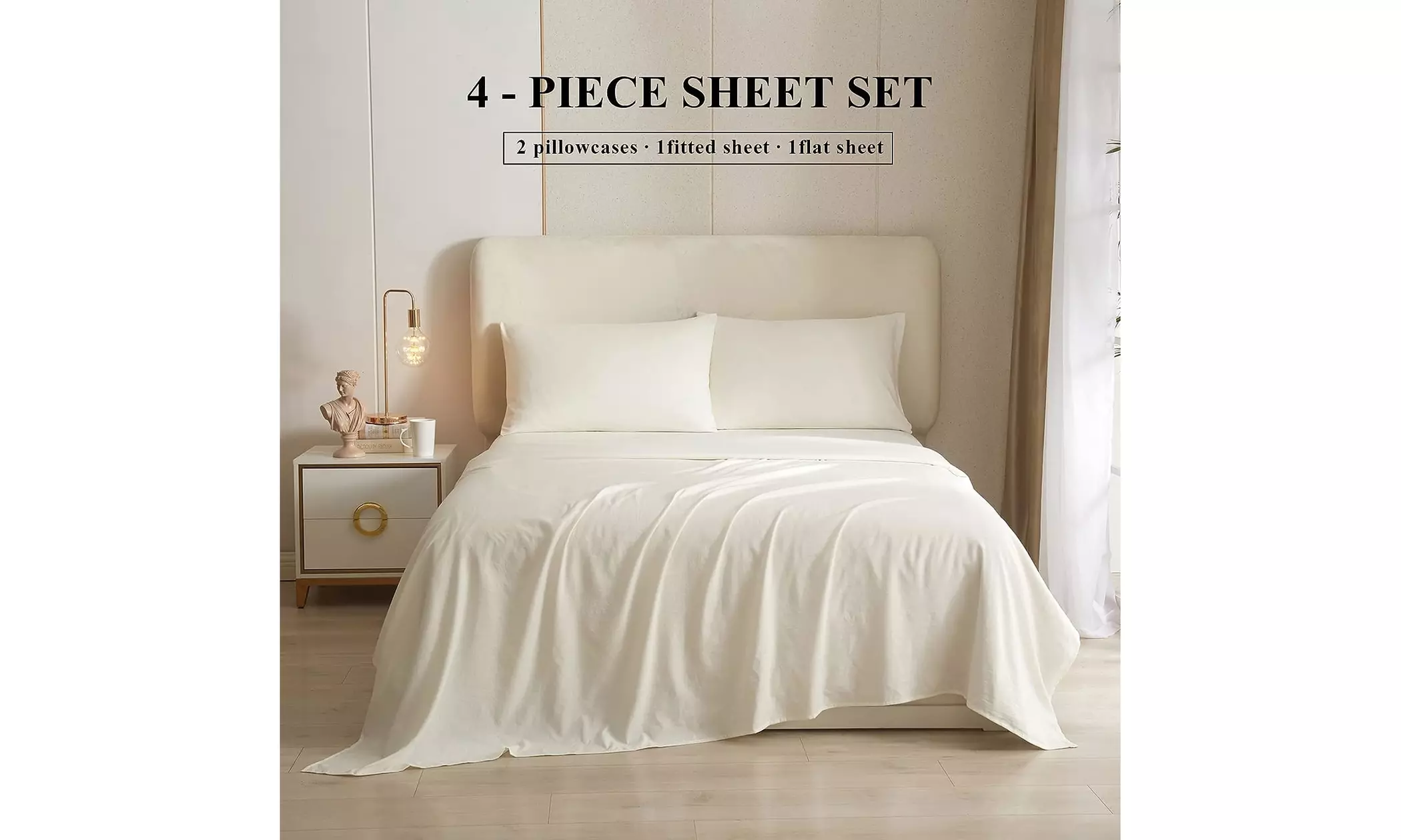 Cream White Queen Sheets Set ... | Groupon Goods