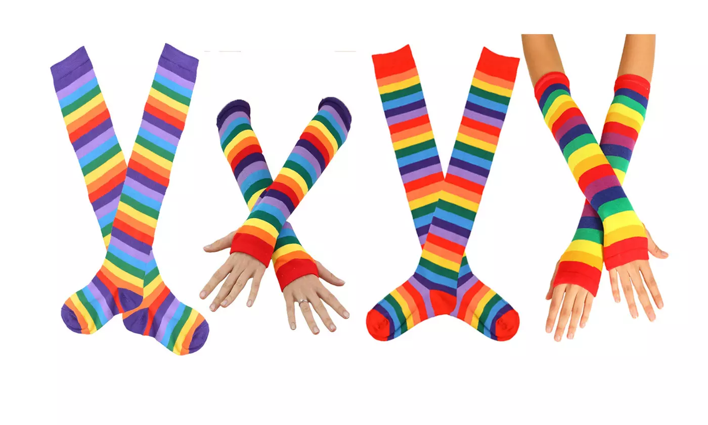Rainbow Stripe Knee High Sock... | Groupon Goods