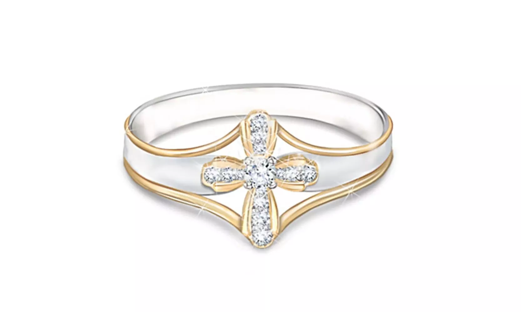 Creative Two-tone Cross Ring ... | Groupon Goods