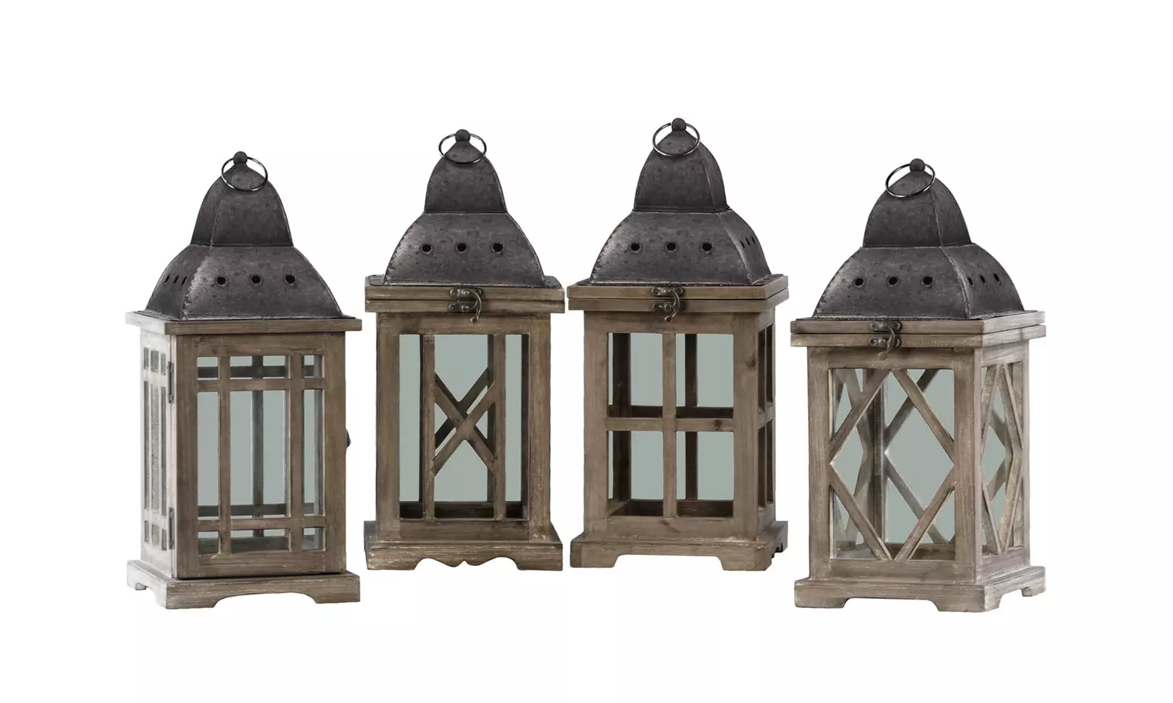 Wood Square Lantern Silver Me... | Groupon Goods