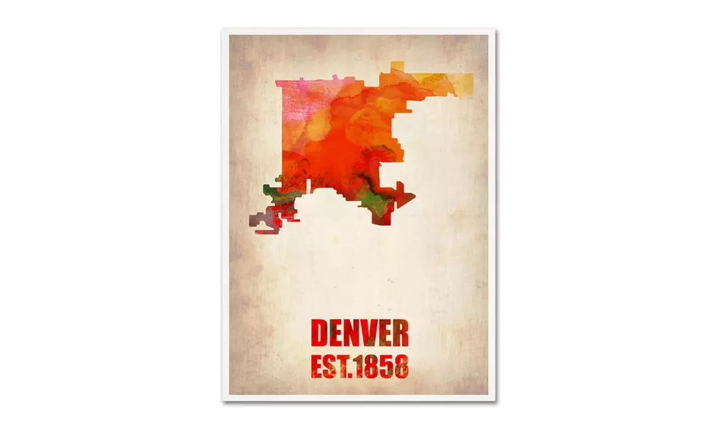 Naxart Denver Watercolor Map ... | Groupon Goods