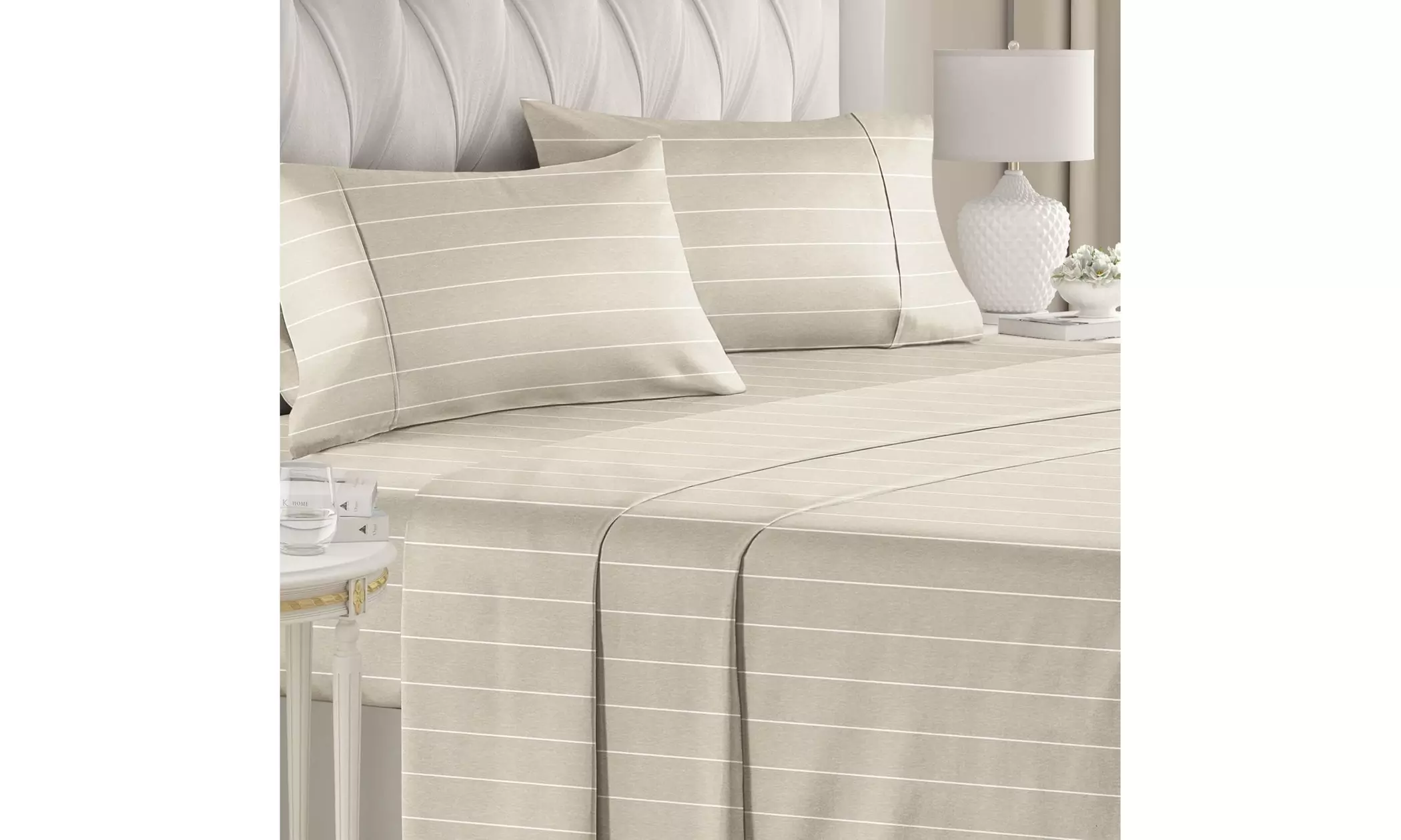 Striped Bed Sheets - Beige Sh... | Groupon Goods