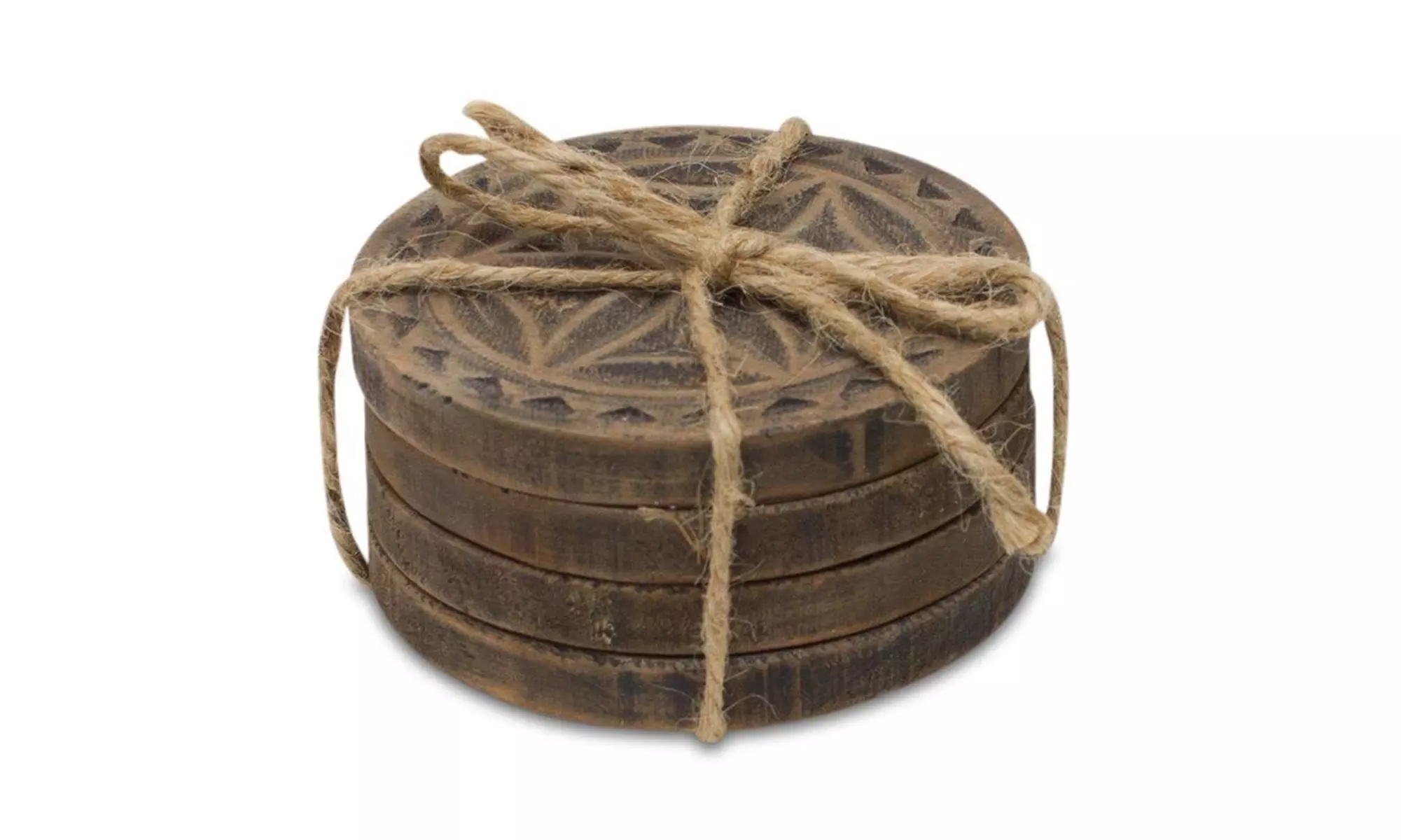 Coasters (Set of 4) 4"D Wood | Groupon Goods
